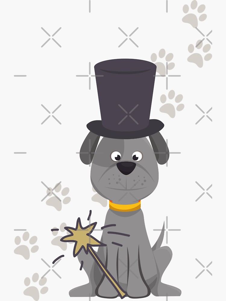 "Cute dog magician" Sticker by MiciCici | Redbubble