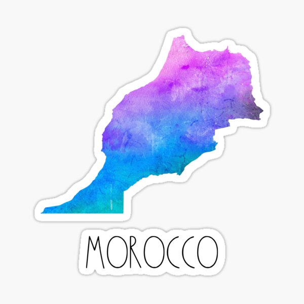 "Morocco Watercolor Map - Moroccan" Sticker for Sale by MountainD ...