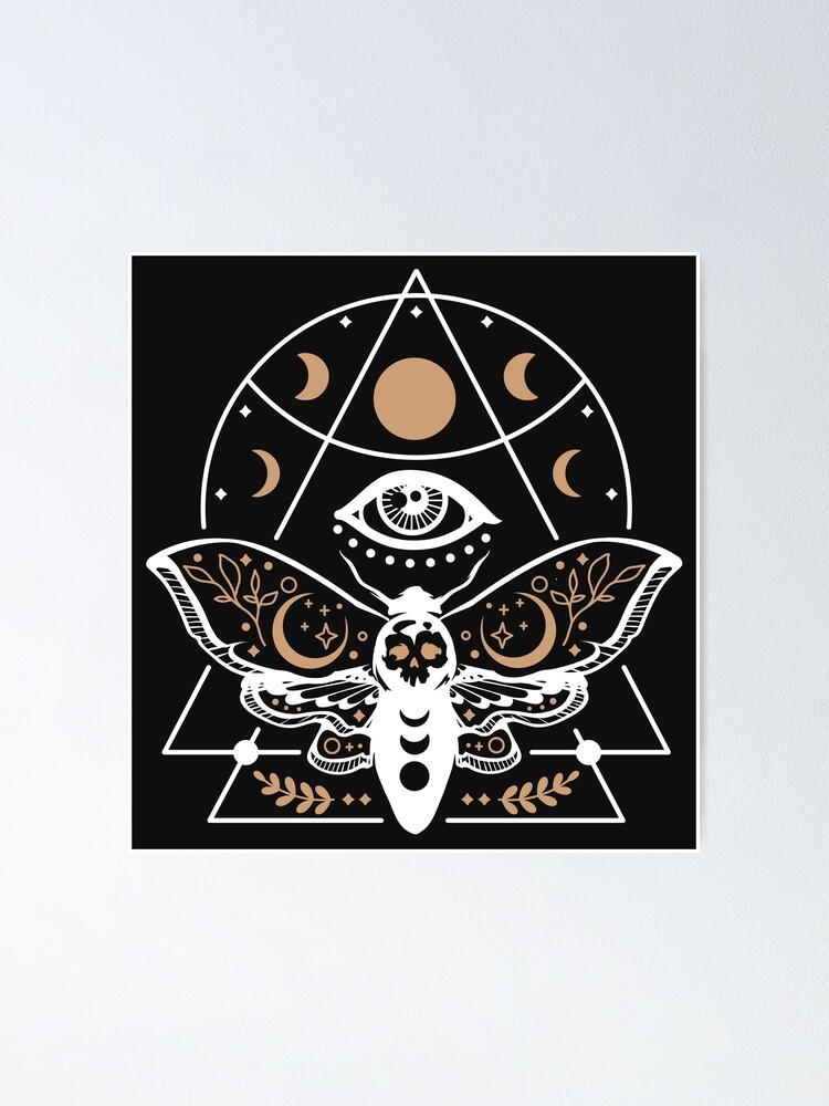 "Luna Moth, Wiccan Luna Moth & Mystical Eye Two-tone" Poster by vksale ...