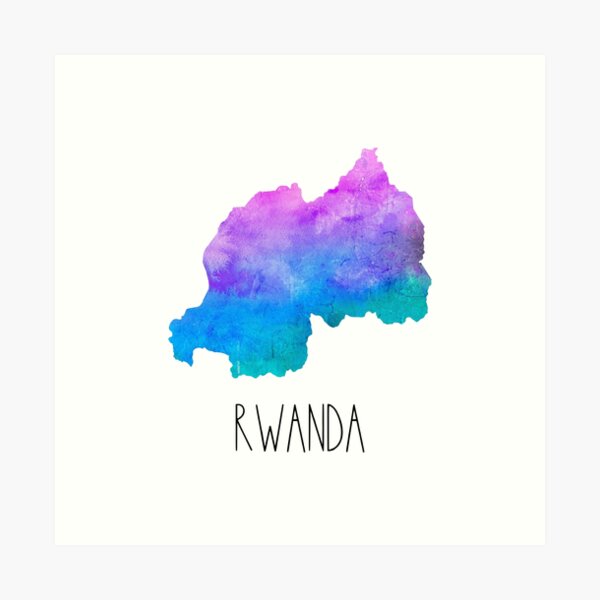 Digital Prints Art & Collectibles Home Office Decor Travel Map Rwanda ...