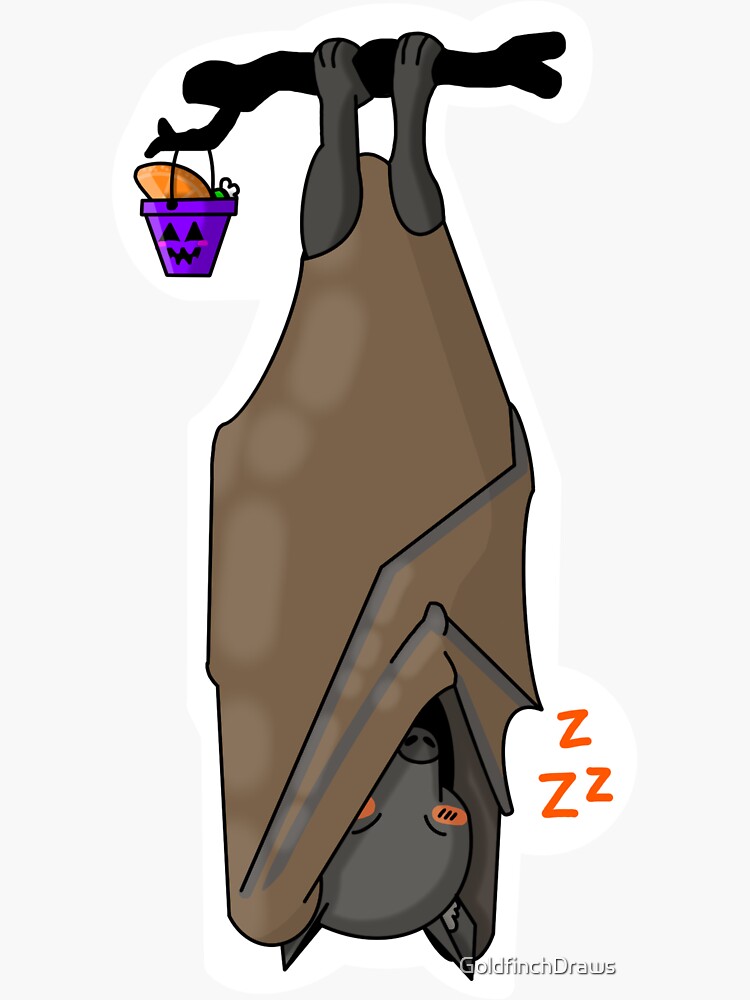 "Sleepy Bat (Halloween Themed!)" Sticker for Sale by GoldfinchDraws ...