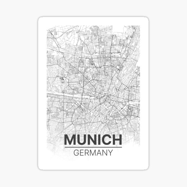 "Munich, Germany - Modern Road Map - " Sticker for Sale by AbroadandCo ...