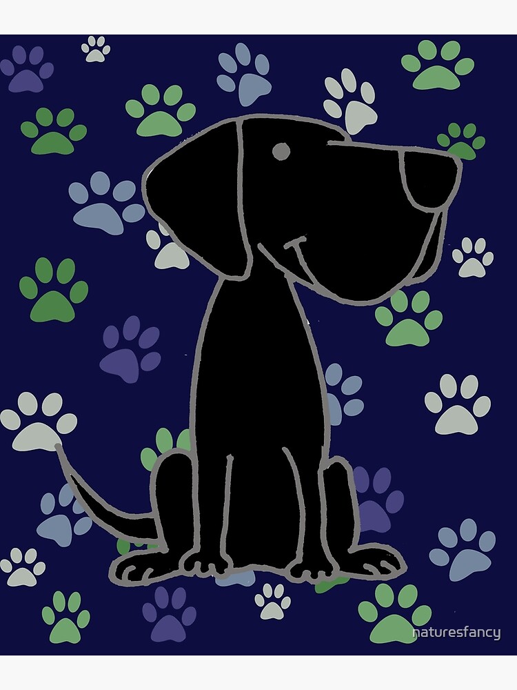 "Funny Black Labrador Retriever and Paw Prints Art" Poster by ...