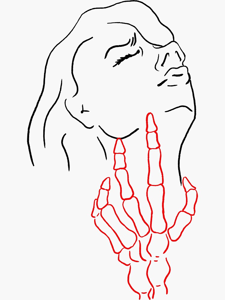 "skeleton hand grabbing your neck" Sticker for Sale by blackoutt ...