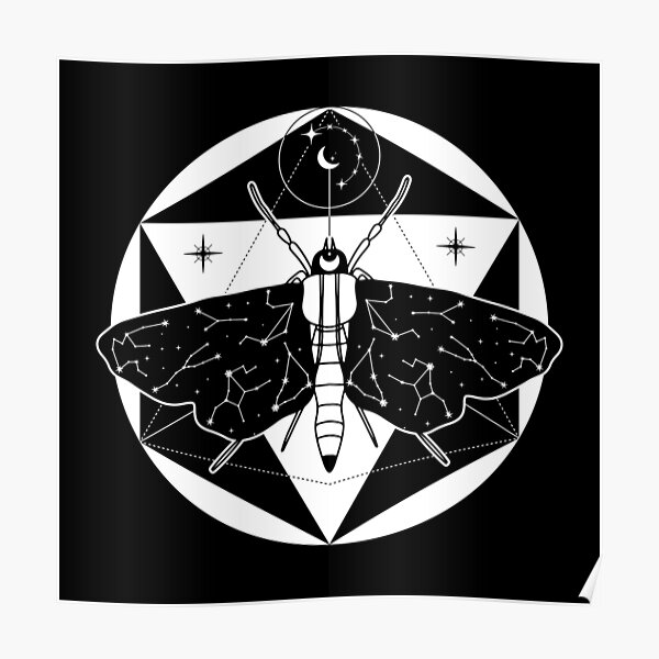 "Monochromatic Moth | Esoteric Bug Aesthetically " Poster for Sale by ...