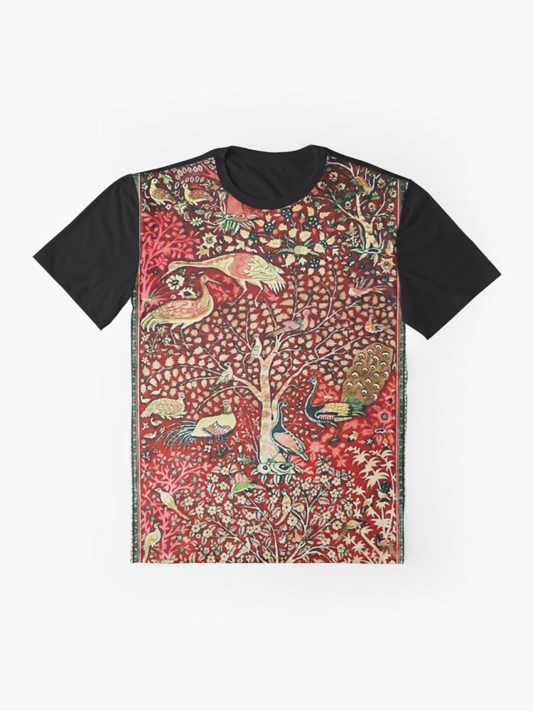 "Antique Persian Rug Bird Tree Flowers ca. 1600 Print" Graphic T-Shirt for Sale by Vicky Brago ...