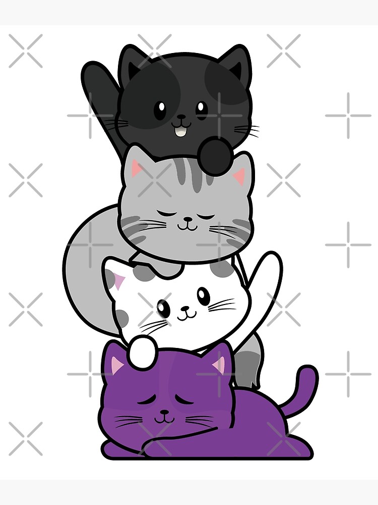 "Asexual Kawaii Cat LGBTQ Ace Pride Flag kittens" Poster by amyjay92 ...