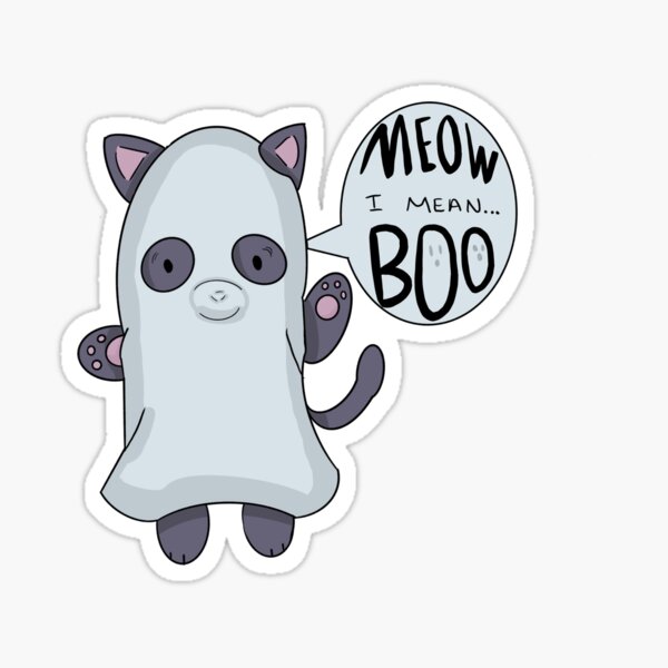 "meow i mean boo " Sticker for Sale by lexi-evans | Redbubble