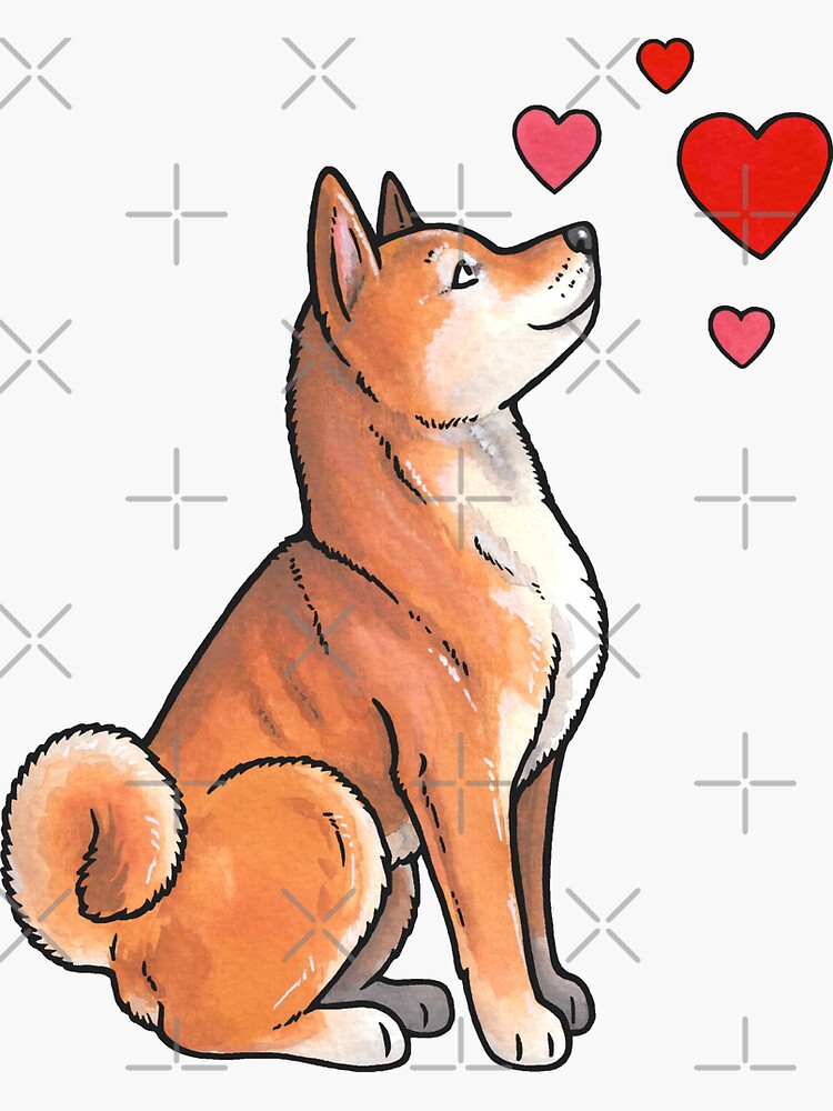 "Shiba Inu love" Sticker for Sale by animalartbyjess | Redbubble