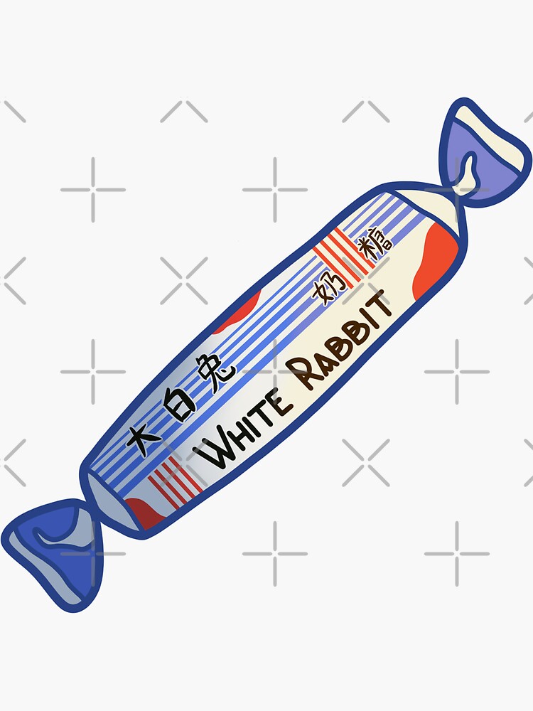 "White Rabbit Candy" Sticker for Sale by Rachbound | Redbubble