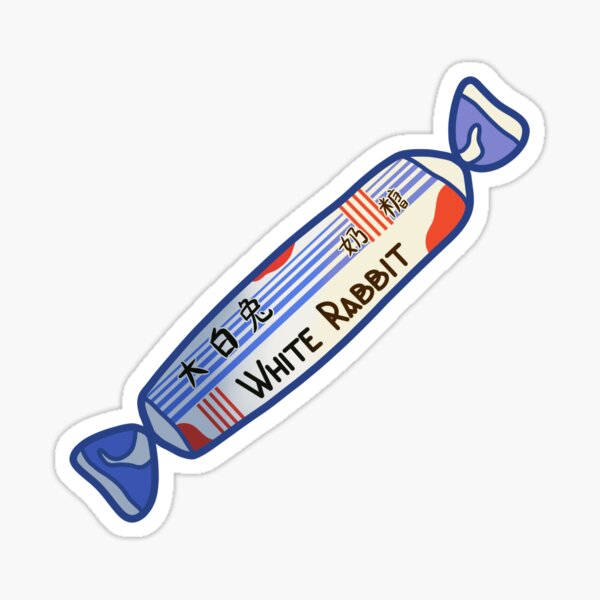 "White Rabbit Candy" Sticker for Sale by Rachbound | Redbubble