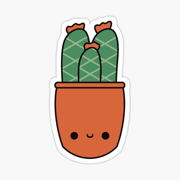 Cute Kawaii Cactus In Orange Pot Sticker For Sale By Kawaiibydice