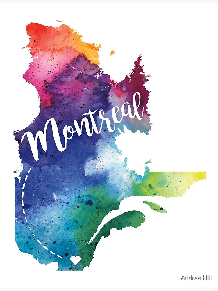 Lámina artística «Mapa de acuarela de Quebec - Letras de Montreal a ...