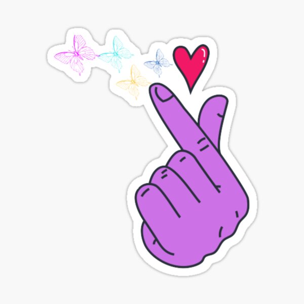 "purple finger heart" Sticker by My21store | Redbubble
