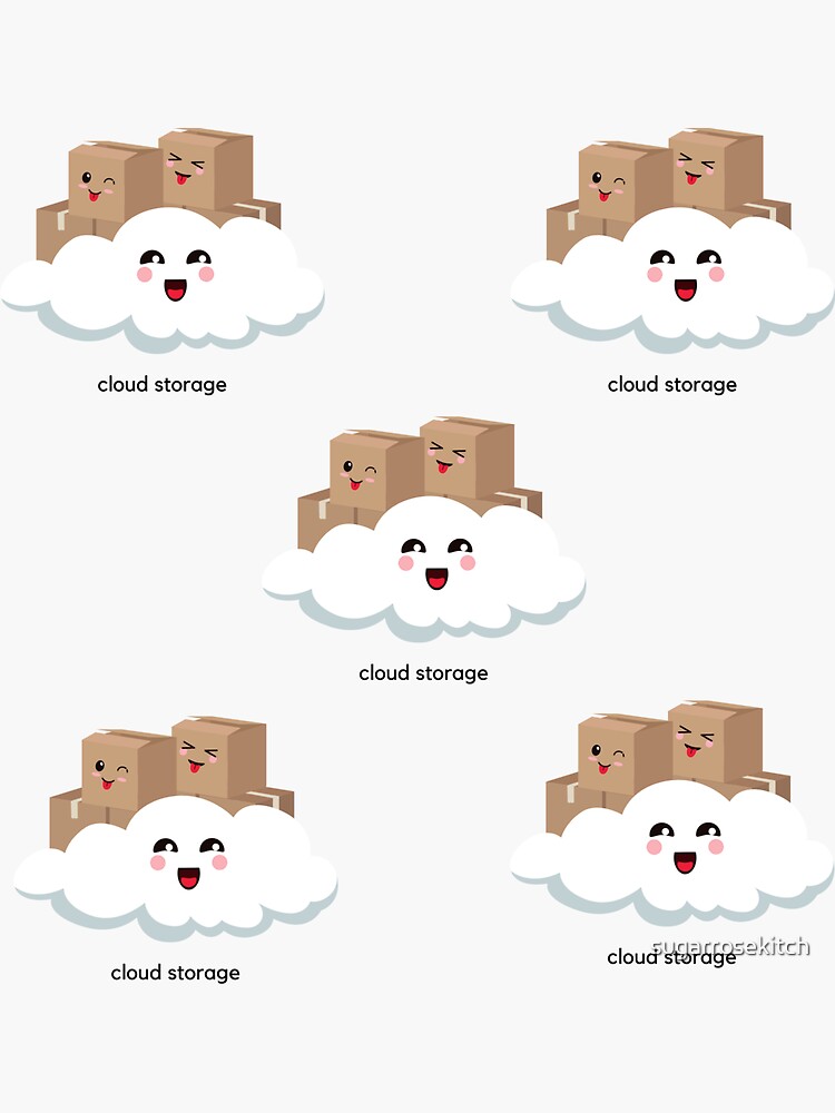 "Cloud Storage - cute cloud and cardboard box design" Sticker for Sale ...
