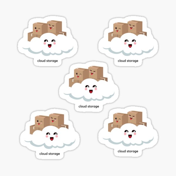 "Cloud Storage - cute cloud and cardboard box design" Sticker for Sale ...