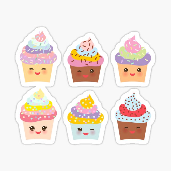 "Chocolate cupcakes Seamless pattern Cupcake Kawaii funny muzzle with ...