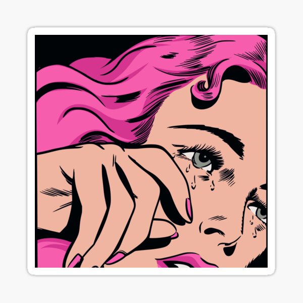 "Pink Hair crying girl comic girl" Sticker for Sale by aboniteblanc ...