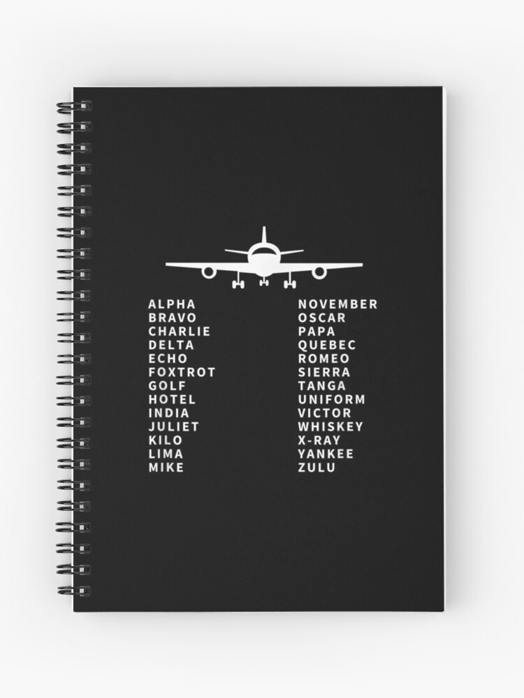 "Pilot Airplane Phonetic Alphabet Flight Gift" Spiral Notebook for Sale ...