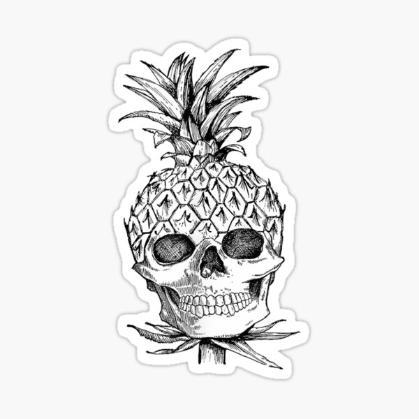 "Pineapple Skull Fruit Skull Goth Illustration" Sticker for Sale by ...