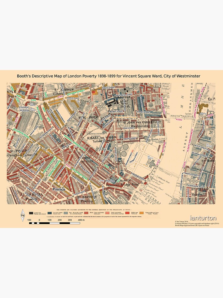 "Booth's Map of London Poverty for Vincent Square ward, Westminster ...