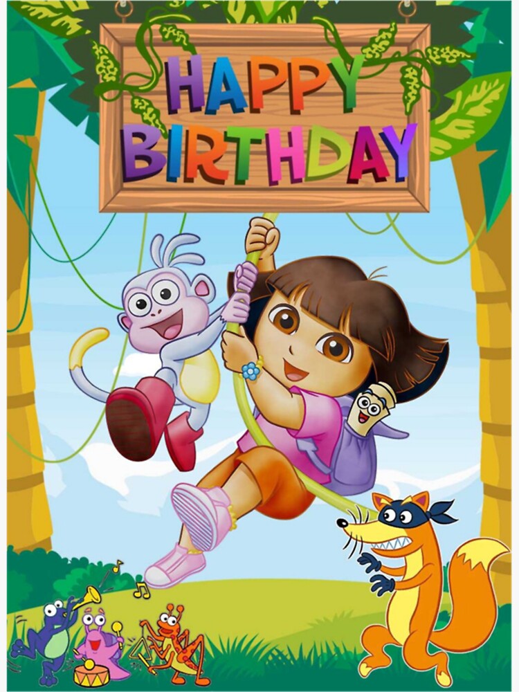Pegatina «Feliz cumpleaños Dora la exploradora» de MandMStylec | Redbubble