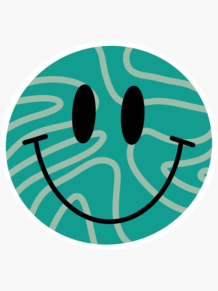 "Teal Smiley Face" Sticker for Sale by kaydeepratt | Redbubble