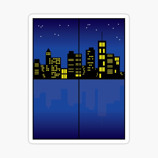 "Night City View, Skyline, Window Art Scenery" Sticker for Sale by ...