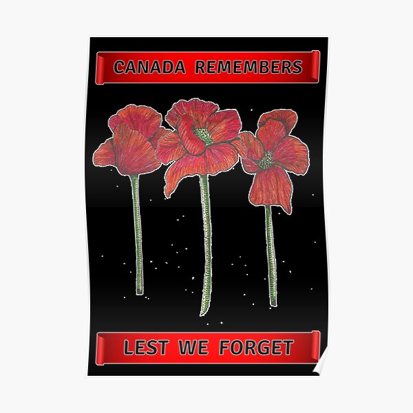 "Canada Remembers Lest We Forget Hand Drawn Poppy Line Drawing Canadian ...