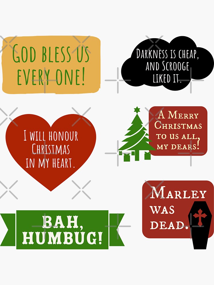 "Dickens A Christmas Carol Bah Humbug Scrooge Quotes" Sticker for Sale ...