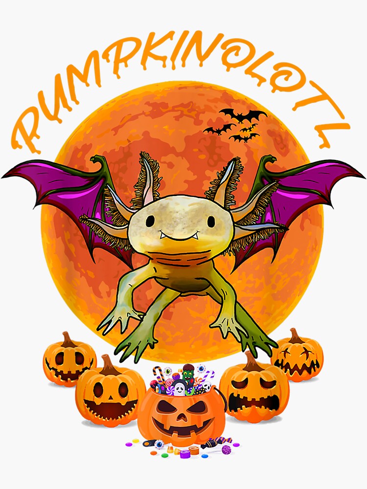 "Cute Axolotl Halloween Costume Pumpkin Spooky" Sticker by ...