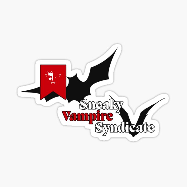 "Sneaky Vampire Syndicate Logo and Bats" Sticker for Sale by ...