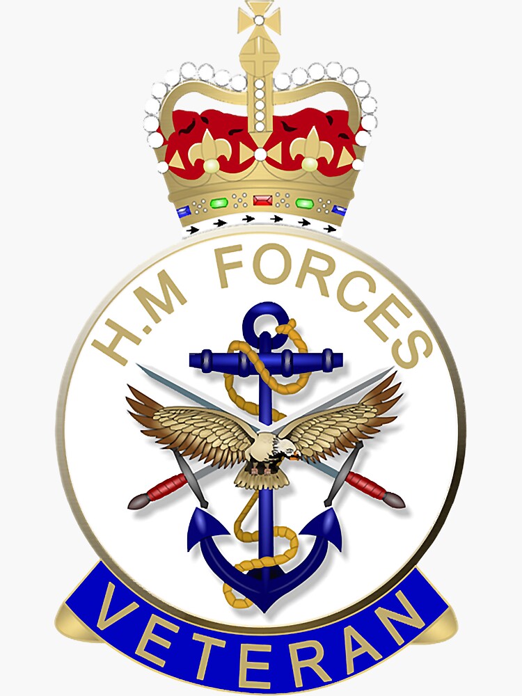 "HM FORCES VETERAN BADGE. BRITISH VETERAN. On Navy Blue. Classic ...