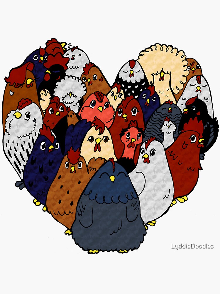 "Chicken Love" Sticker for Sale by LyddieDoodles | Redbubble