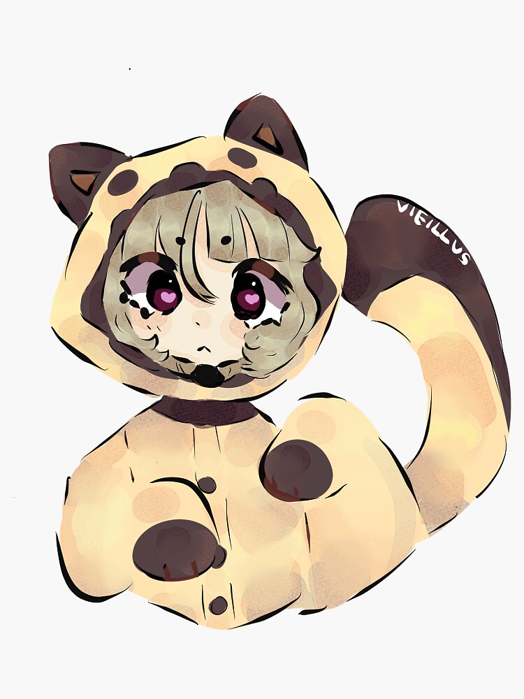 "sayu tanuki onesie" Sticker for Sale by vieillus | Redbubble