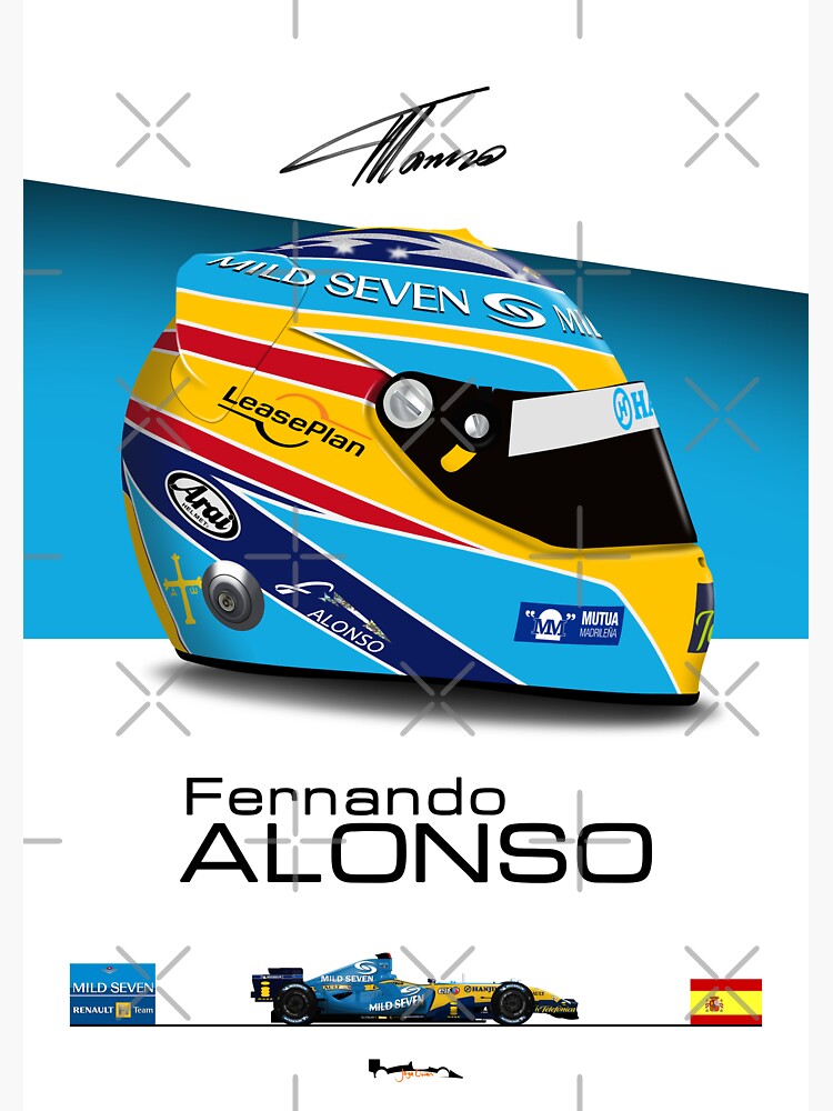 "Fernando Alonso 2006 Helmet and car Print" Sticker for Sale by ...