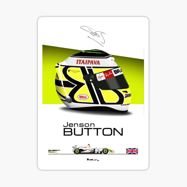 "Jenson Button 2009 Helmet and car Print" Sticker for Sale by JageOwen ...