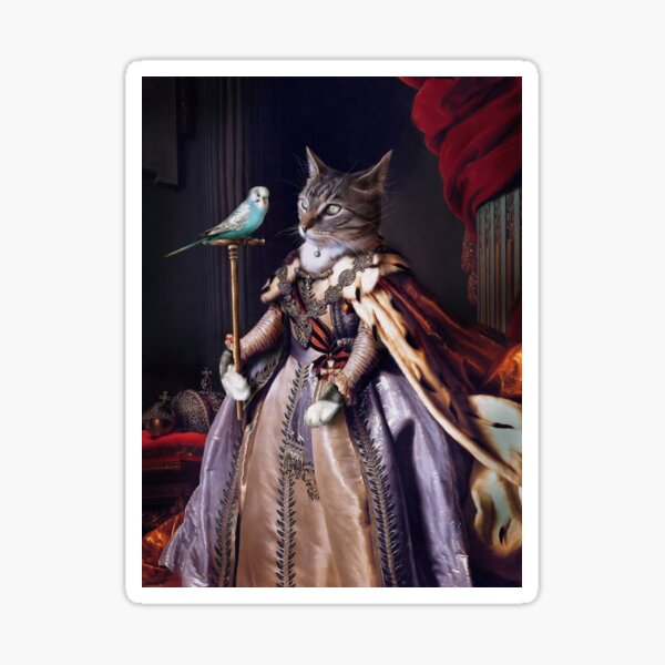 "Portrait de chat et perruche - Gros chat et Cyril Poster" Sticker for ...