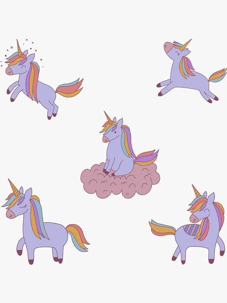 "Unicorn sticker pack" Sticker by EricaRDesigns | Redbubble