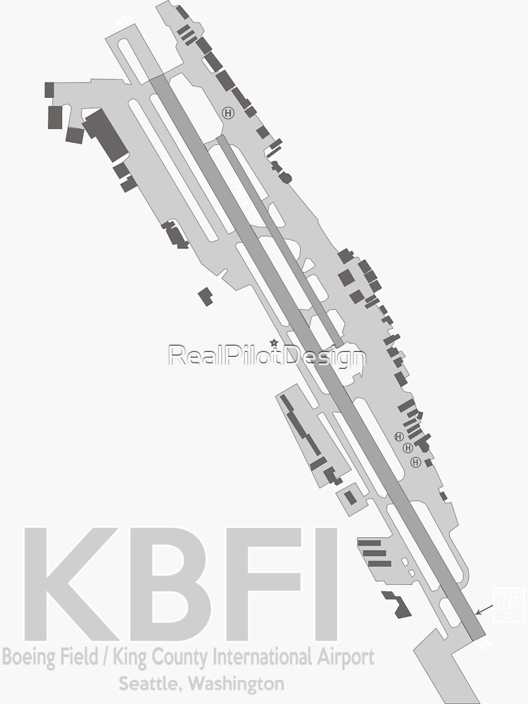 "KBFI- Boeing Field/King County Intl. Airport Diagram Artwork" Sticker ...