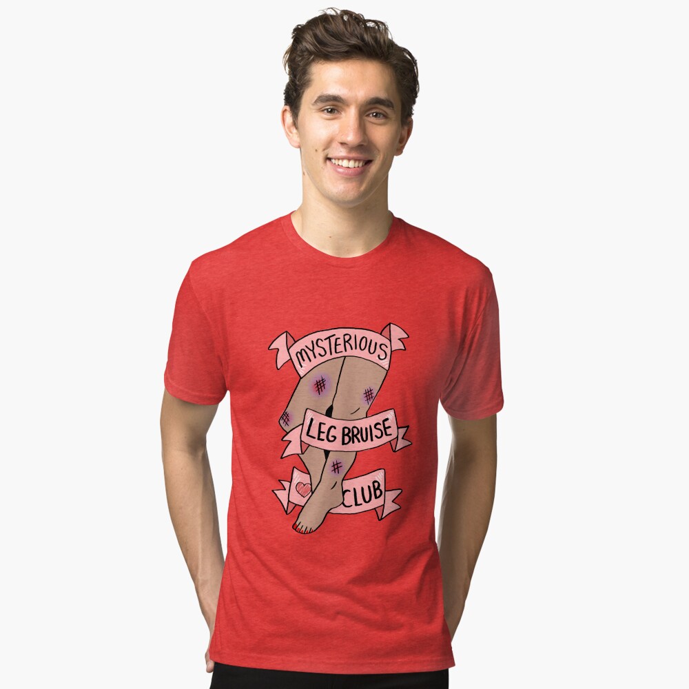 "MYSTERIOUS LEG BRUISE CLUB" Sticker for Sale by geothebio | Redbubble