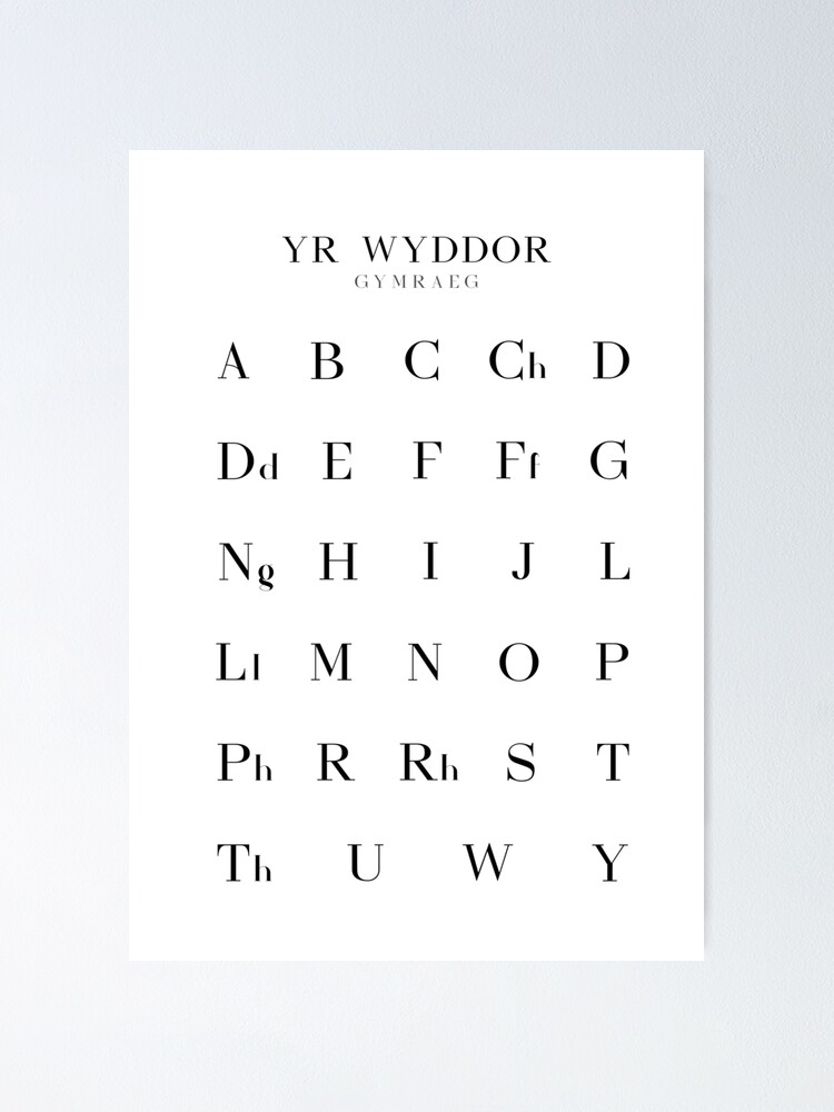 Póster «Tabla de alfabeto galés, tabla de idiomas Gymraeg de Yr Wyddor ...