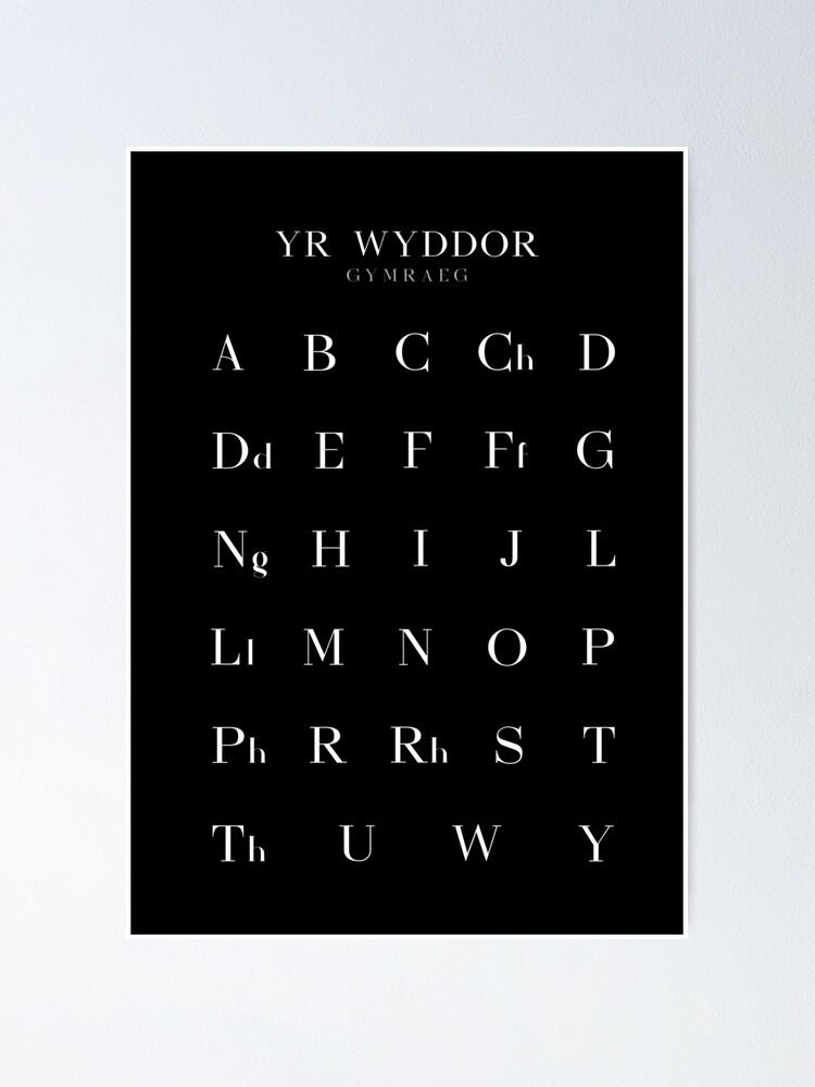Póster «Tabla de alfabeto galés, tabla de idiomas Gymraeg de Yr Wyddor ...
