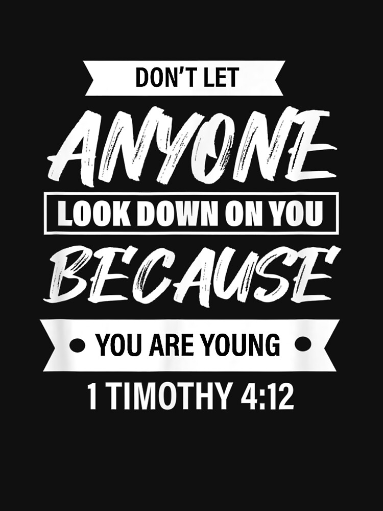 "1 Timothy 412 Bible Verse Christian For Women Men" Essential T-Shirt ...
