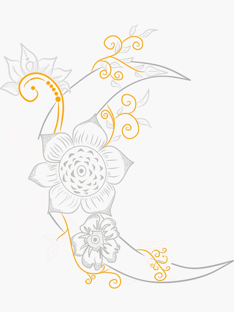"Moon&flora" Sticker by DimzStore | Redbubble