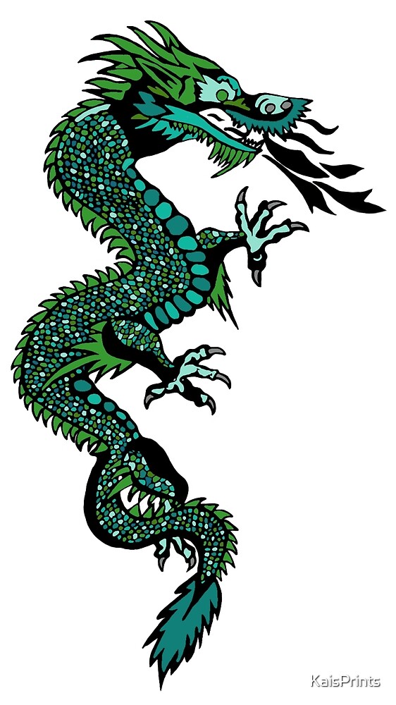 "Chinese green dragon design" by KaisPrints | Redbubble