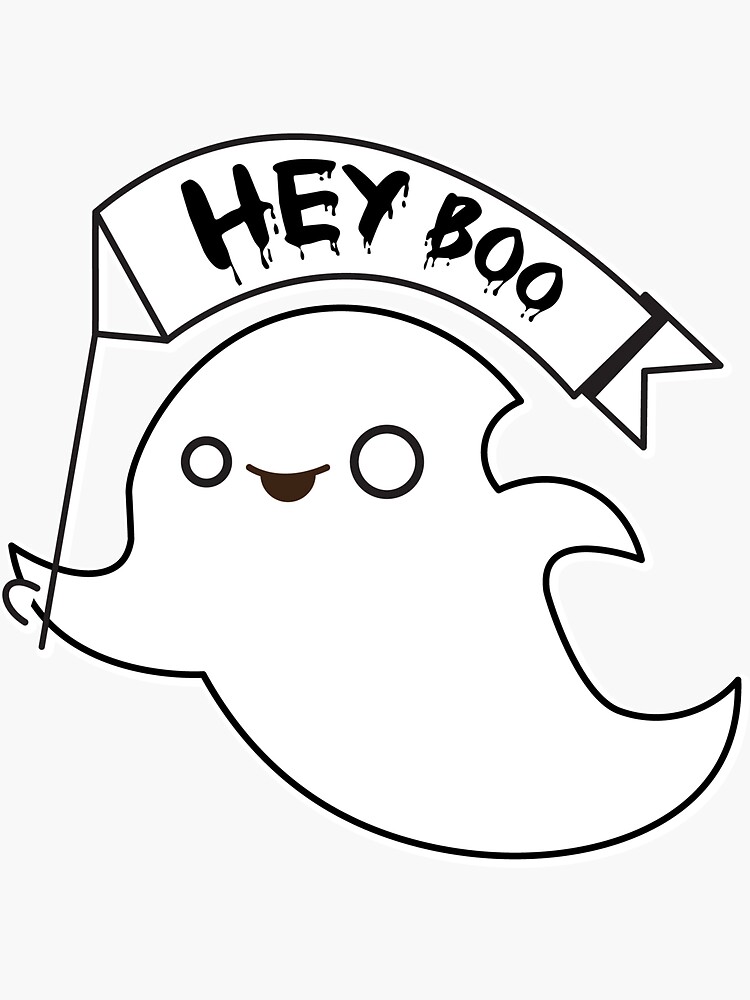"Hey Boo! Cute Halloween Ghost" Sticker for Sale by Robomojo | Redbubble
