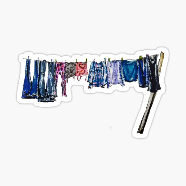 "Washing Line Clothes Drying" Sticker by LornaBowdenART | Redbubble