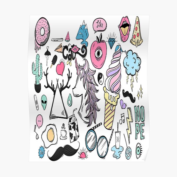 "set-cute-cool-icons" Poster for Sale by mazagane | Redbubble