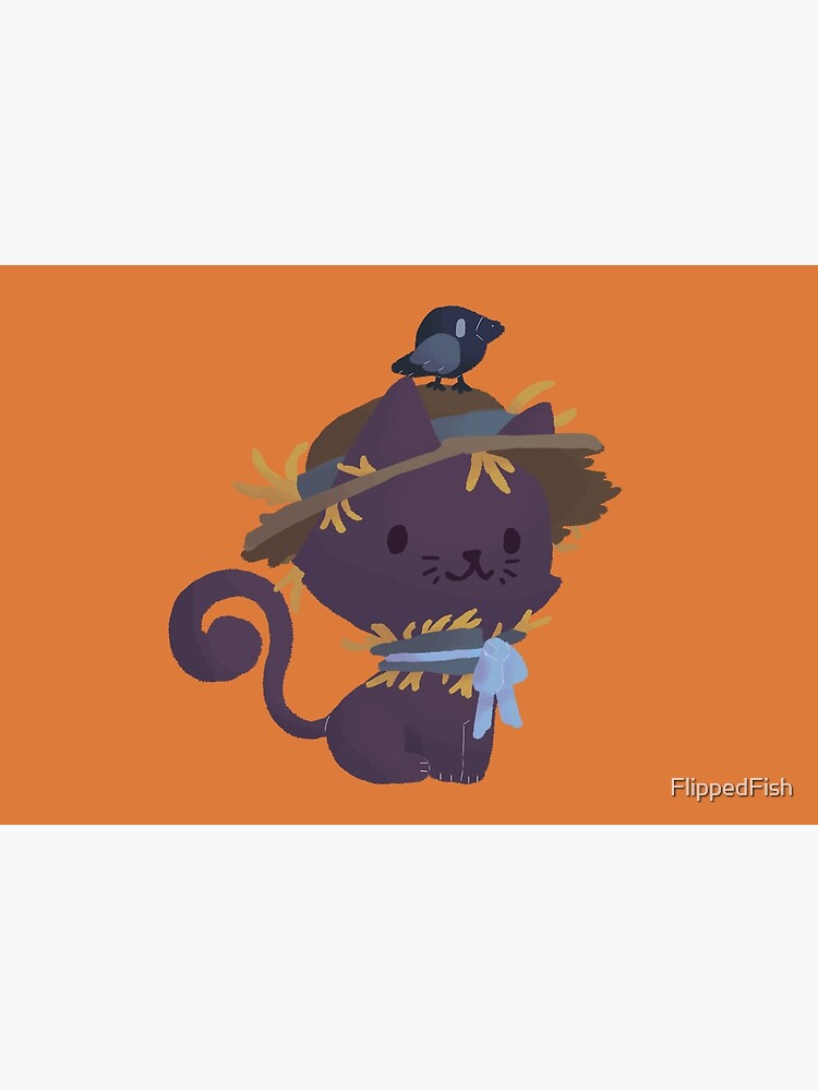 "Cute Scarecrow Cat w/ Crow" Poster for Sale by FlippedFish | Redbubble